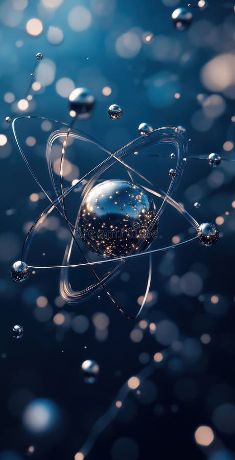 Macro View of an Atom with Protons and Electrons Orbiting in a ...