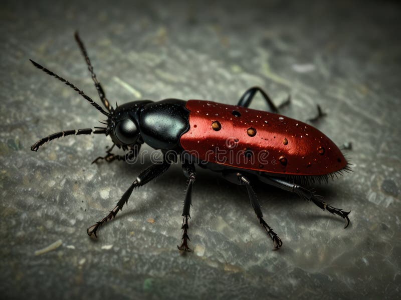 Macro View of a Beetle with a Glossy Red Shell on Stone Stock ...