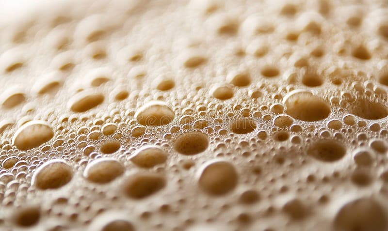 Macro View of a Beverage Reveals a Dense Layer of Spherical Bubbles Creating a Textured Surface ...