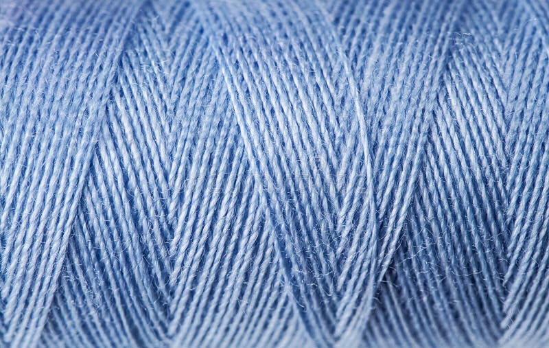 Macro View of Blue Thread Wound Stock Photo - Image of fiber, spool ...