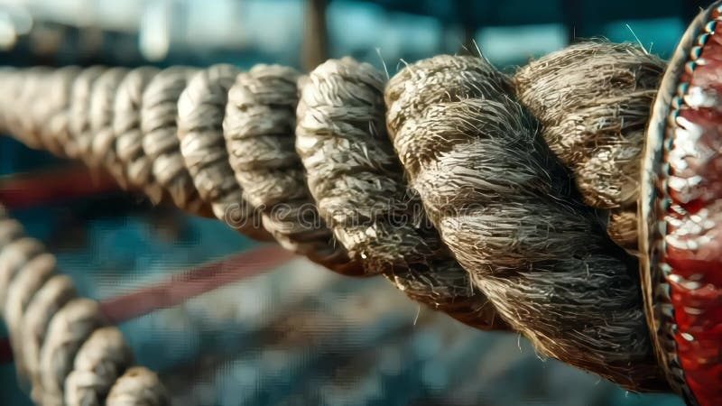 Macro View of a Boxing Ring Rope and Glove, Highlighting Texture and ...