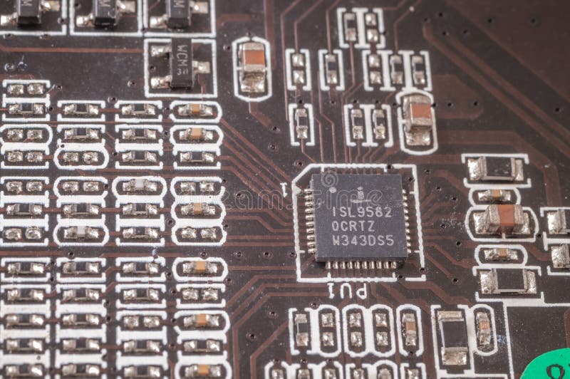 Capacitance in Motherboard of PC Stock Image - Image of hardware ...