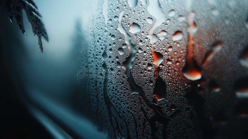 Tiny Droplets Form Condensation Art Across Glass, Glowing in Natural ...