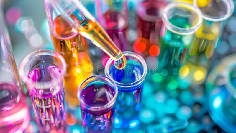 A Macro View of a Clean Laboratory Surface with Colorful Test Tubes ...
