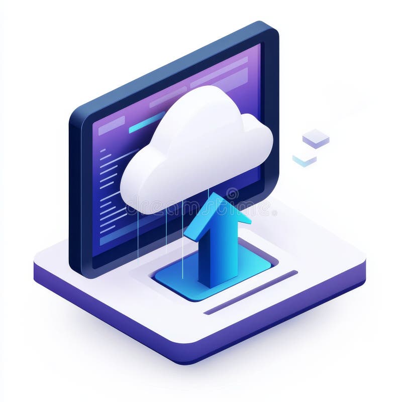 A Macro View of a Cloud Storage Icon Displayed on a Computer Screen ...