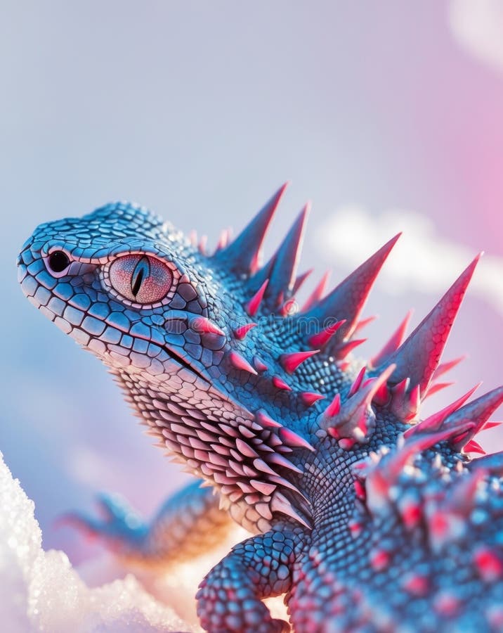 Macro View of Colorful Reptile Scales with Spikes on White. Stock Photo ...