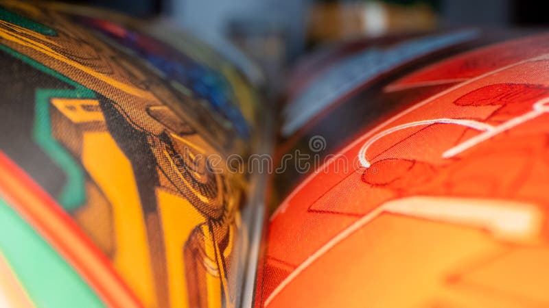 Macro View of the Comics Page Background, Top View of Comic Book Pages ...