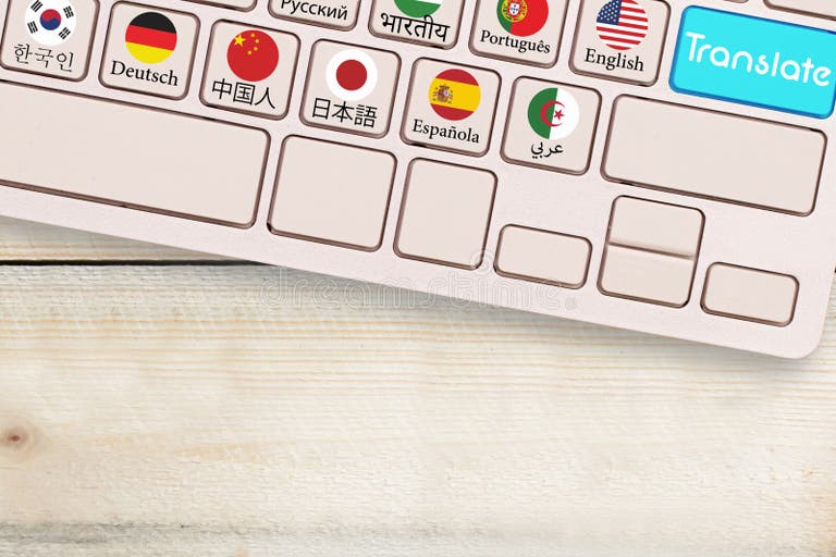 Macro View of Computer Keyboard with National Flags of World Countries ...