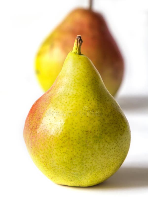 A Couple Pears on White Background. Macro View Stock Photo - Image of ...
