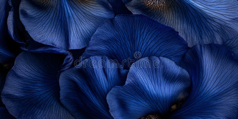 A Macro View of Deep Blue Iris Petals, with a Rich, Velvety Texture and ...