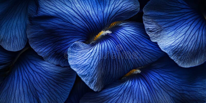 A Macro View of Deep Blue Iris Petals, with a Rich, Velvety Texture and ...