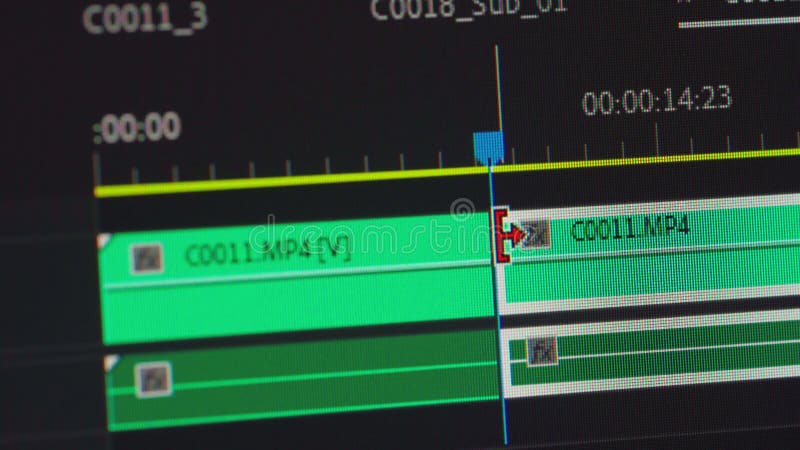 Macro View of the Display with Work Process in the Video Editing ...