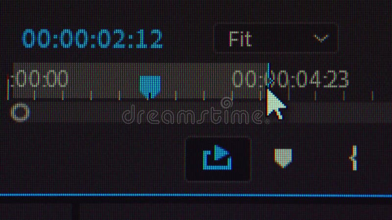Macro View of the Display with Work Process in the Video Editing ...