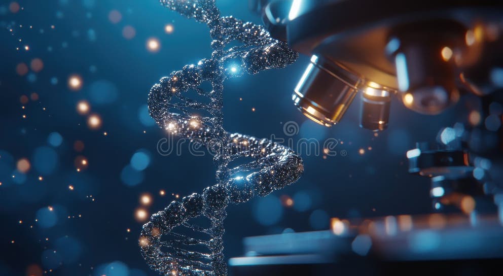 Macro View of DNA Double Helix Studied Under a Microscope Stock Photo ...