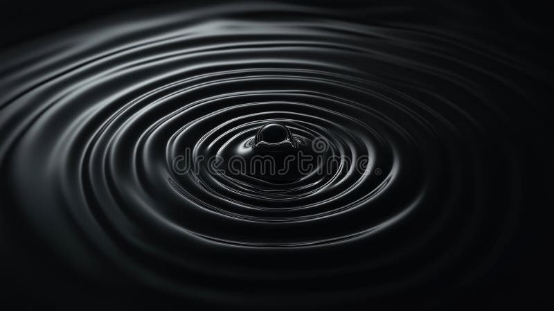 Black Ripple in Dark Liquid Creating Circular Wave Pattern Stock ...