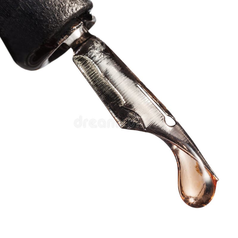 Macro View Of Drop Liquid On Tip Of Pen Stock Image - Image of literary ...