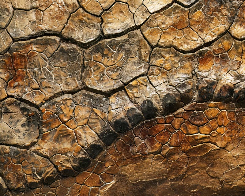 Macro View of a Fossilized Dinosaur Skin Impression Revealing the ...