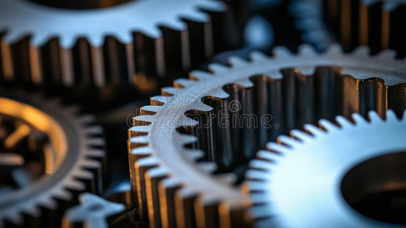 Macro View of Gears. Precision Mechanical Components in Motion. Stock ...