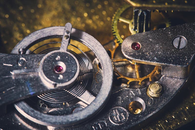 Macro View of Gears in an Old Wall Clock Mechanism. Stock Image - Image ...