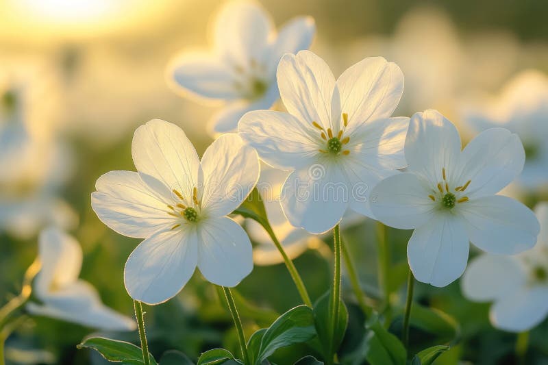 Macro View of Gentle Spring Blossoms in a Meadow Stock Illustration ...