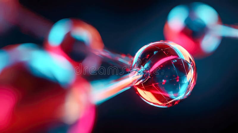 Macro View of Glass Molecular Structure with Red Fluid Inside, Glowing ...