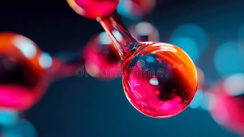 Macro View of Glass Molecular Structure with Red Fluid Inside, Glowing ...