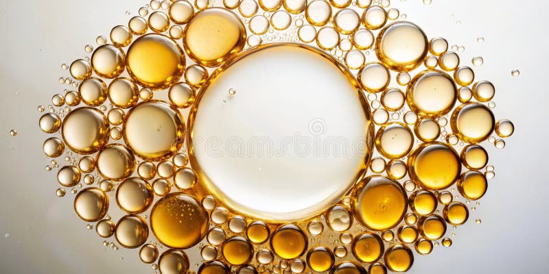 Macro View Golden Oil Bubbles, Circular Composition, Abstract Stock ...