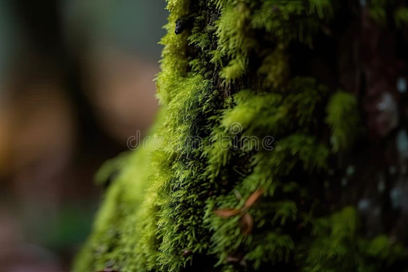 Macro View of Green Moss on Tree Trunk, in Shaded Forest Stock ...