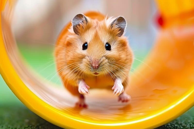 Macro View of a Hamster Running on an Exercise Wheel To Showcase ...