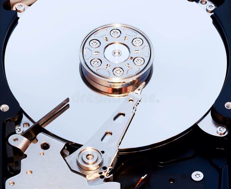 Macro View of Hard Drive Inside Stock Photo - Image of level, computer ...