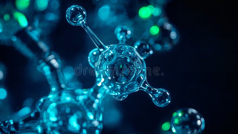 Macro View of a Hyper-detailed Molecule with Glowing Bioluminescent ...