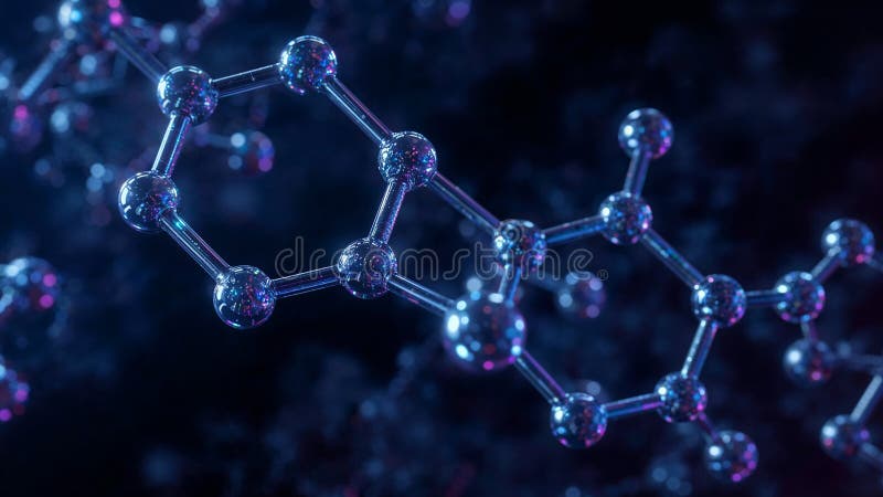 Macro View of a Hyper-detailed Molecule with Glowing Bioluminescent ...