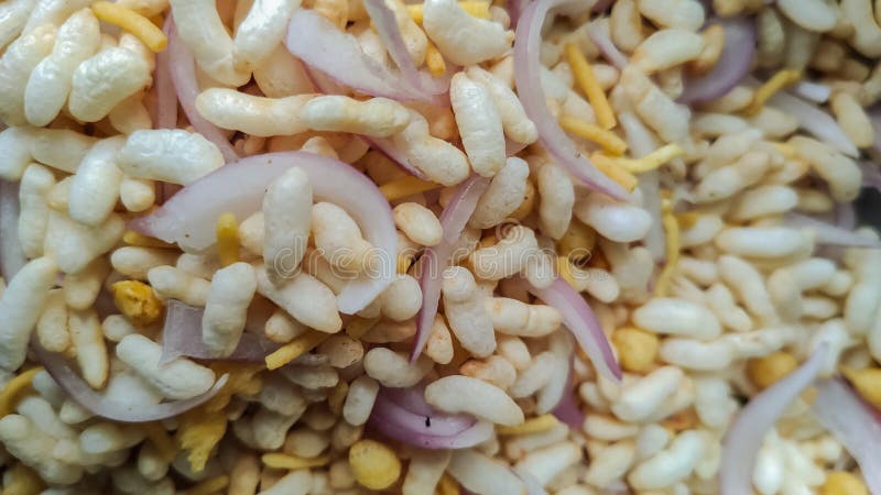 Macro View of Indian Snacks with Puffed Rice Corns Stock Photo - Image ...