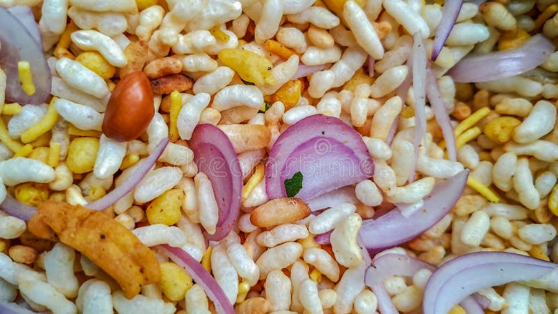 Macro View of Indian Snacks with Puffed Rice Corns Stock Photo - Image ...
