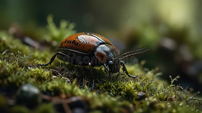 Macro View of Insect on Mossy Ground Stock Illustration - Illustration ...