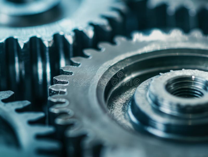 Close-up of Metal Gears Interlocking Stock Image - Image of work ...