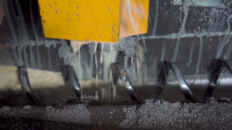 Macro View of Metalworking Process with Coolant on Industrial Cutting ...