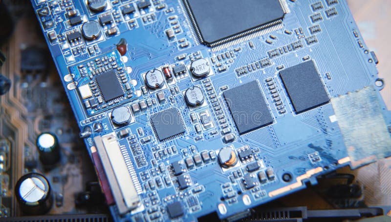 Macro View. Microchip in Circuit Board Stock Photo - Image of hardware ...