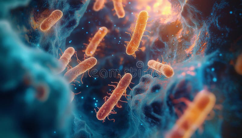 Macro View of Microscopic Bacteria and Microbes Floating Inside the ...