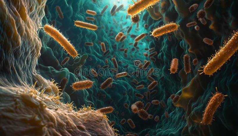 Macro View of Microscopic Bacteria and Microbes Stock Illustration ...