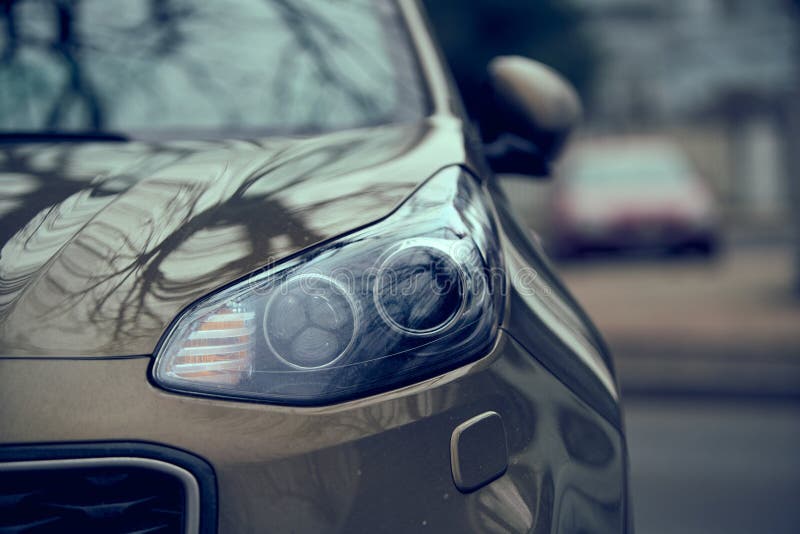Macro View of Modern Brown Car Lamp Headlight Stock Photo - Image of ...