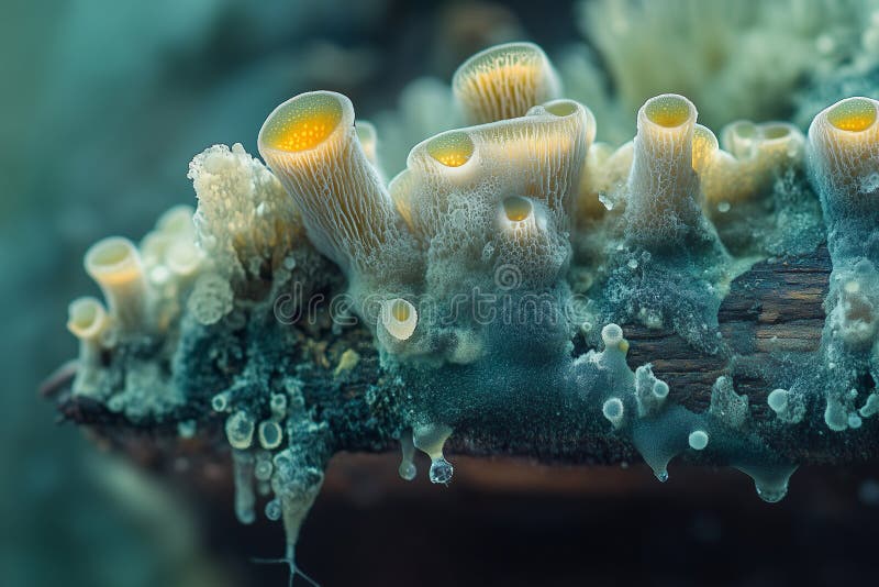 Macro View of Mold Growth on a Wooden Surface Highlighting Unique ...