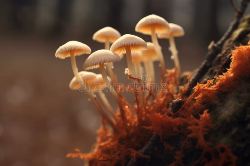 Macro View of Mushroom Cap Releasing Spores in the Wind Stock ...