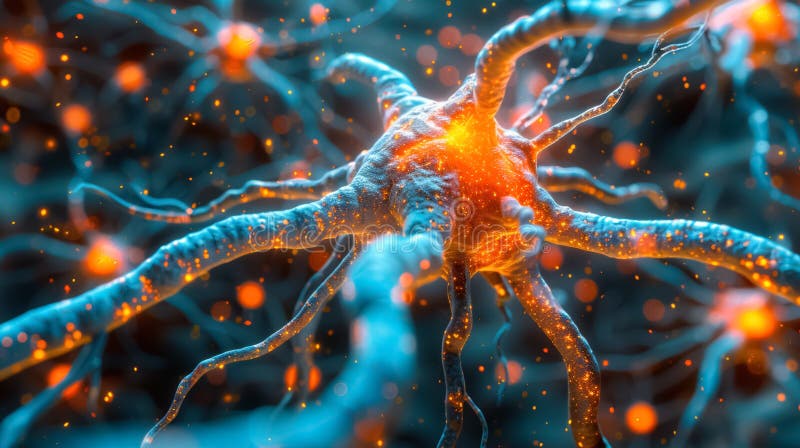 Macro View of Neuron Inside Brain Stock Illustration - Illustration of ...