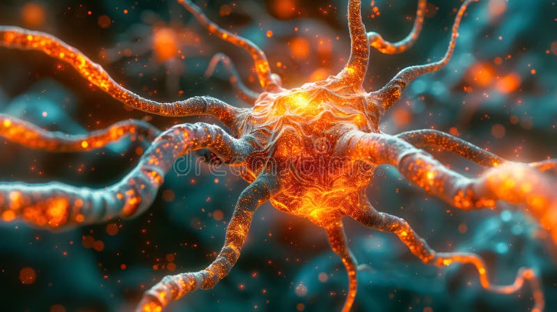 Macro View of Neuron Inside Brain Stock Illustration - Illustration of ...
