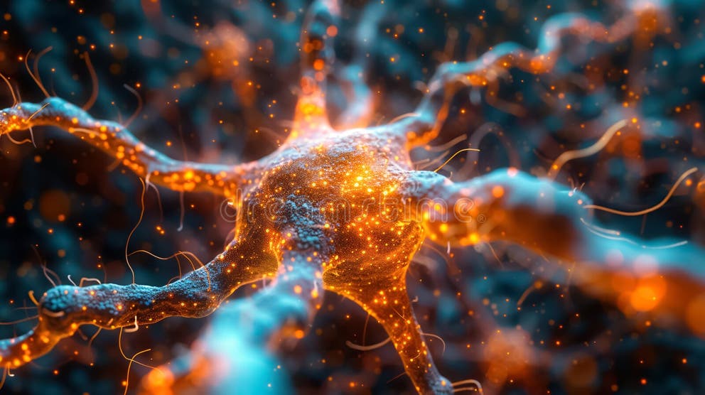 Macro View of Neuron Inside Brain Stock Illustration - Illustration of ...