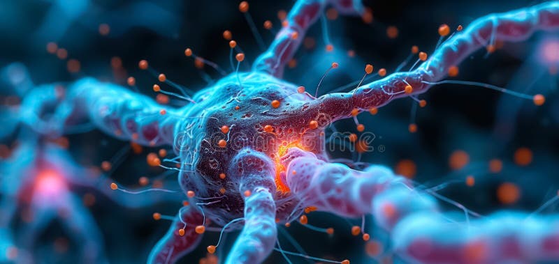 Macro View of Neuron Inside Brain Stock Illustration - Illustration of ...