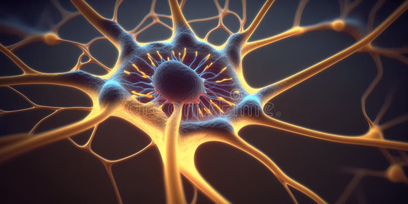 Macro View of Neuron Inside Brain. Generative AI Stock Illustration ...