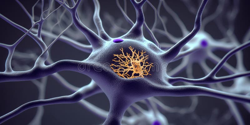 Macro View of Neuron Inside Brain. Generative AI Stock Photo - Image of ...