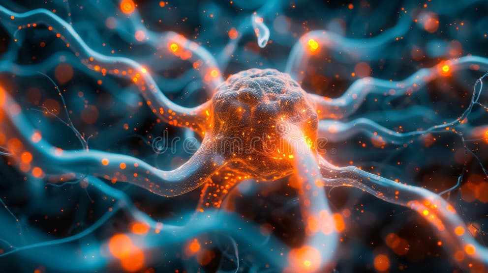 Macro View of Neuron Inside Brain Stock Illustration - Illustration of ...